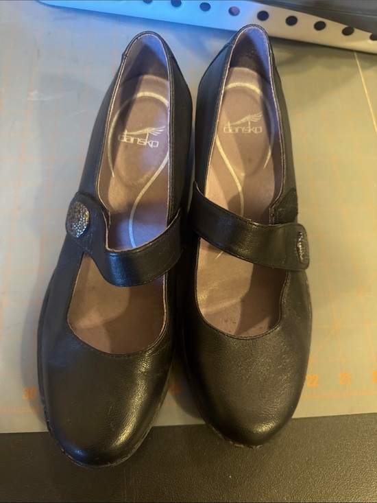 Dansko | Shoes | Dansko Black Leather Mary Jane Flats With Decorative ...